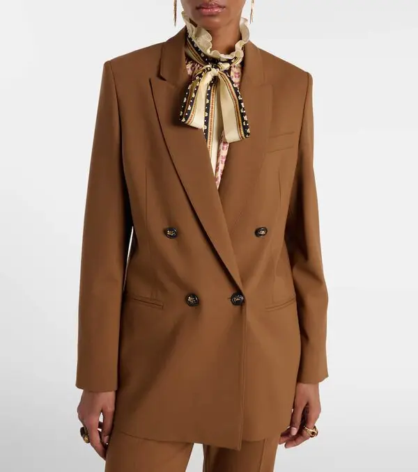 Etro Double-breasted Wool-blend Blazer - Brown