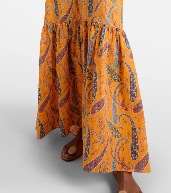 Etro Printed Cotton Cady Maxi Dress - Orange