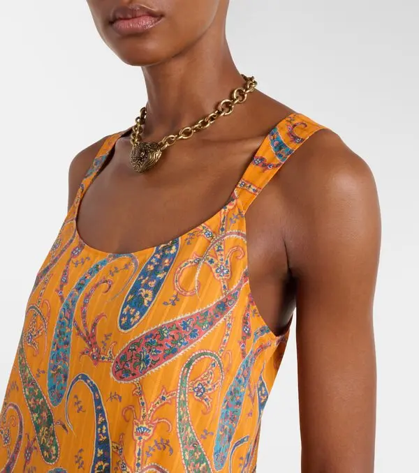 Etro Printed Cotton Cady Maxi Dress - Orange
