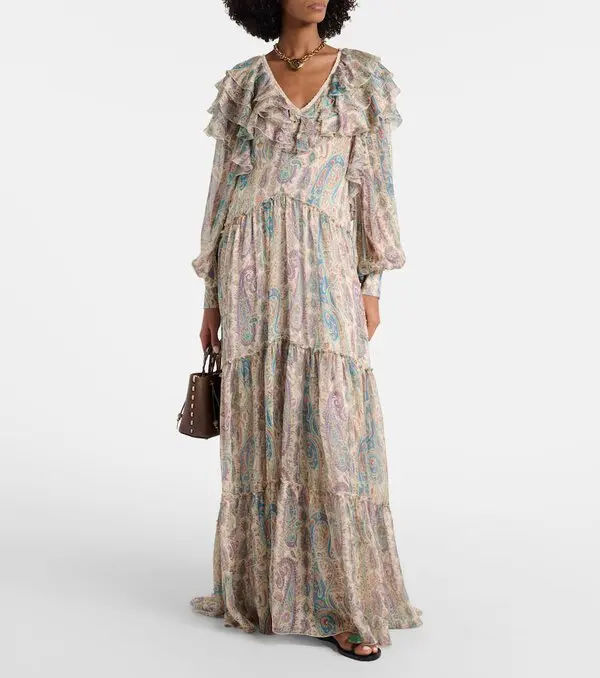 Etro Printed Silk Maxi Dress