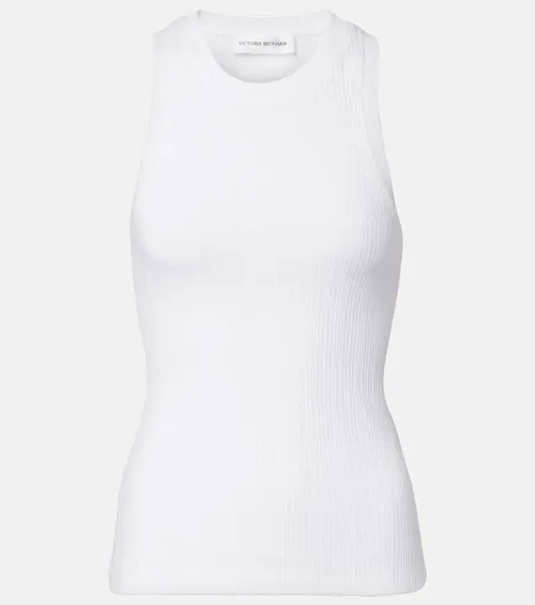Victoria Beckham Ribbed Cotton-blend Tank Top - White