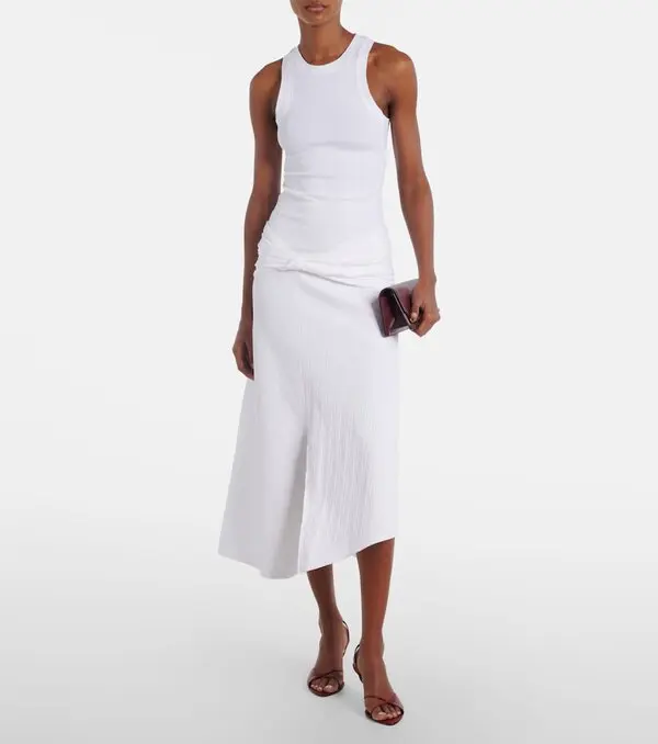 Victoria Beckham Ribbed Cotton-blend Tank Top - White
