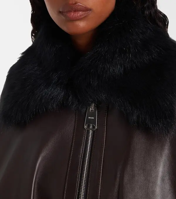 Khaite Daemon Oversized Leather Blouson Jacket - Brown