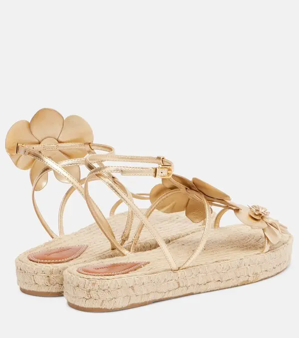 Zimmermann Floral Appliqué Leather Espadrille Sandals