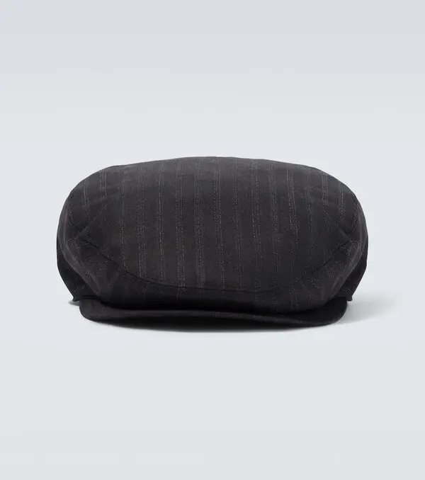 Dolce & Gabbana Striped Wool Newsboy Cap - Black