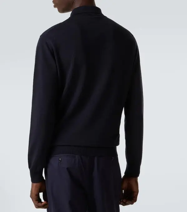 SAMAN AMEL Allen Wool Polo Sweater - Blue