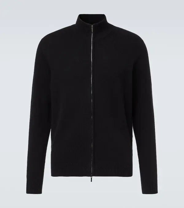 SAMAN AMEL Halle Ribbed-knit Cashmere Zip-up Sweater