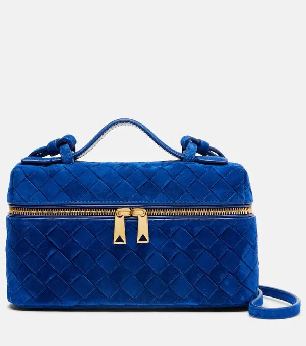 Bottega Veneta Intrecciato Suede Vanity Bag - Blue