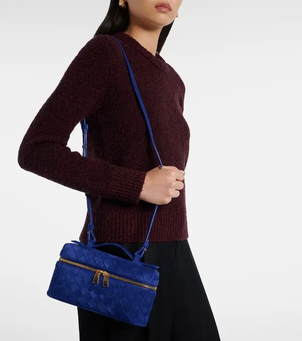 Bottega Veneta Intrecciato Suede Vanity Bag - Blue