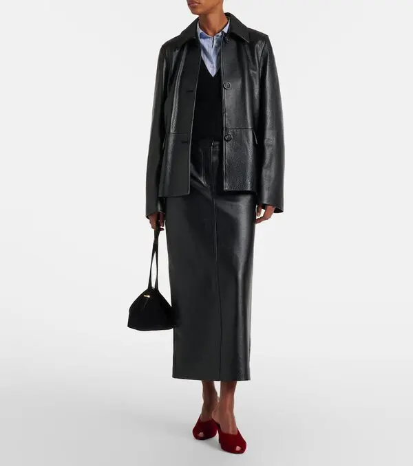 TOTEME Leather Midi Skirt