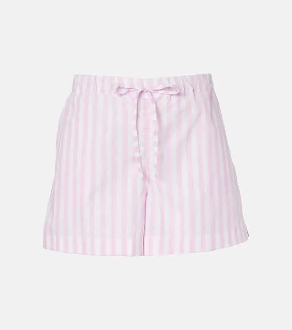 Hunza G Embroidered Striped Cotton Poplin Shorts - Pink