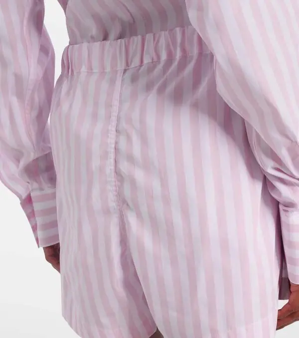Hunza G Embroidered Striped Cotton Poplin Shorts - Pink
