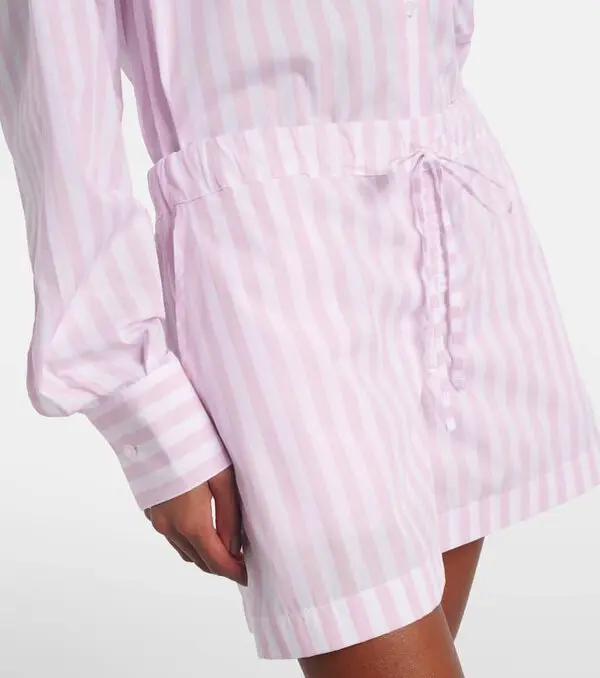 Hunza G Embroidered Striped Cotton Poplin Shorts - Pink