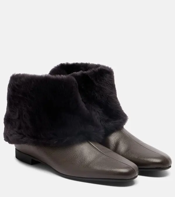 TOTEME Shearling-lined Leather Ankle Boots