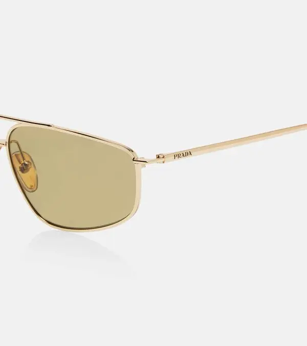 Prada Logo Aviator Sunglasses - Gold