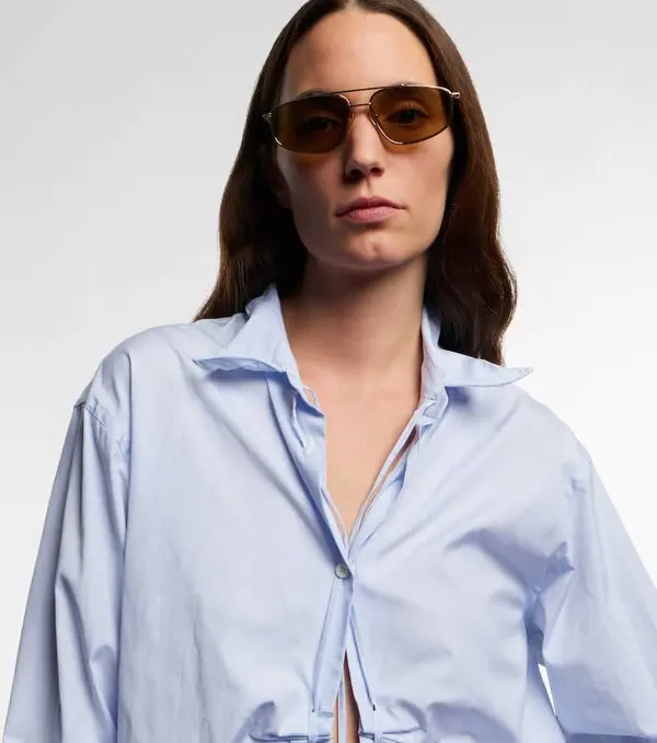 Prada Logo Aviator Sunglasses - Gold