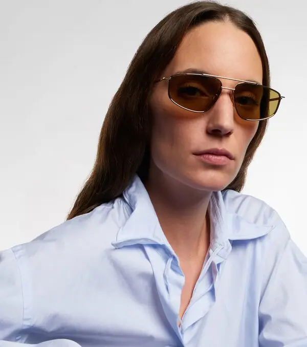 Prada Logo Aviator Sunglasses - Gold
