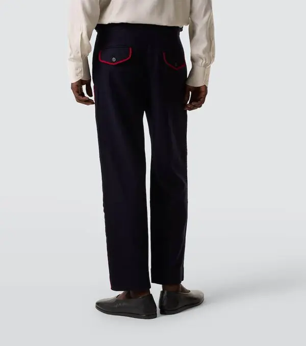 BODE Carroll Embroidered Wool Straight Pants