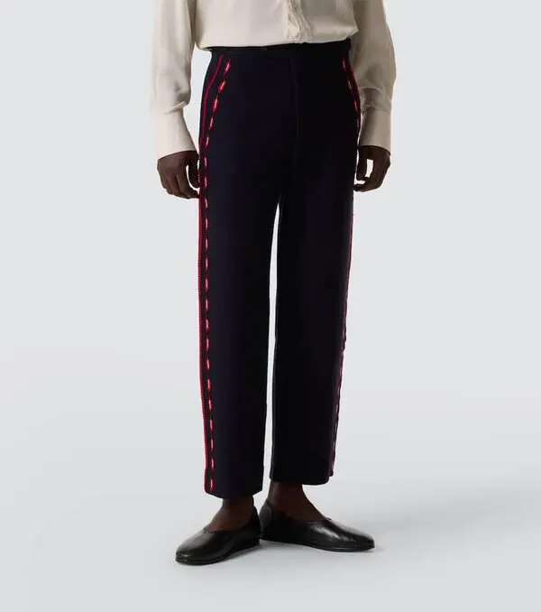 BODE Carroll Embroidered Wool Straight Pants
