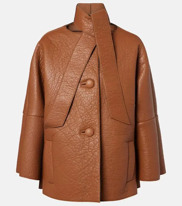 Prada Scarf-detail Lamb Leather Jacket