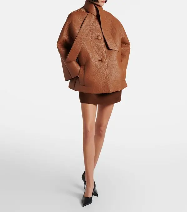Prada Scarf-detail Lamb Leather Jacket
