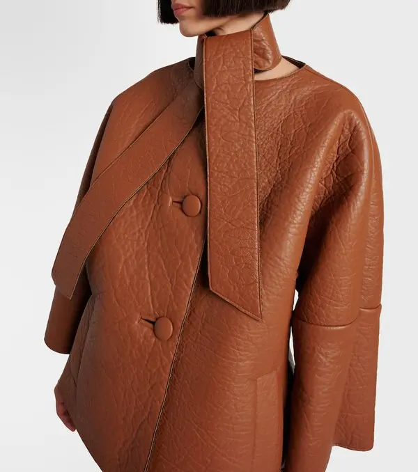 Prada Scarf-detail Lamb Leather Jacket