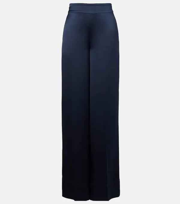 JOSEPH Silk Satin Wide-leg Pants - Blue