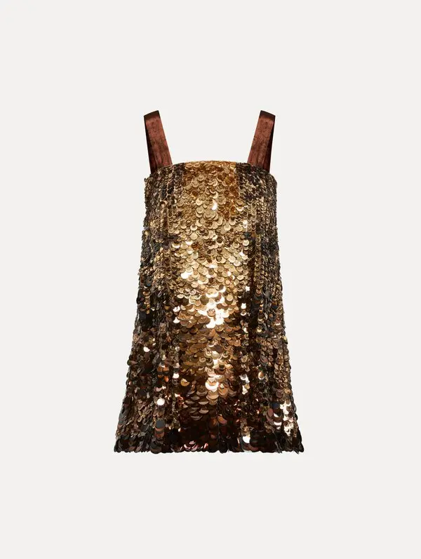 Oscar De La Renta Ombre Paillette Cocktail Dress - Gold