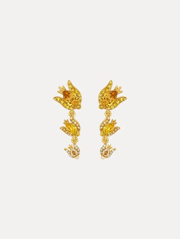 Oscar De La Renta Crystal Rose Drop Earrings - Multi