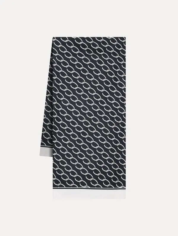 Oscar De La Renta Oscar Chain-link Silk Scarf - Navy