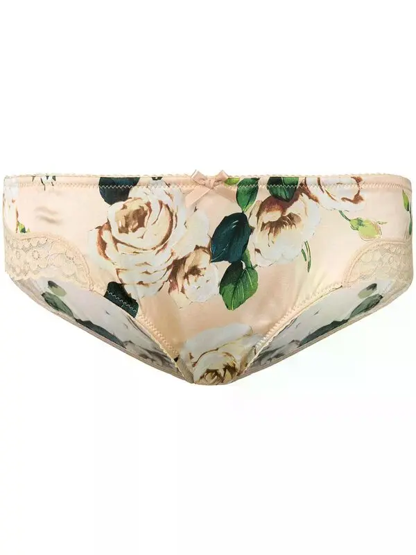 Dolce & Gabbana Floral-print Side-lace Briefs