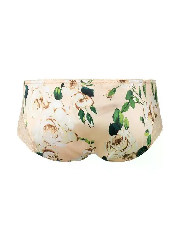 Dolce & Gabbana Floral-print Side-lace Briefs