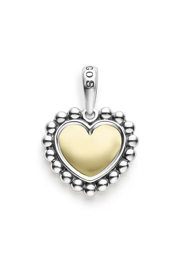 Lagos Signature Caviar Two-tone Heart Charm - Gold