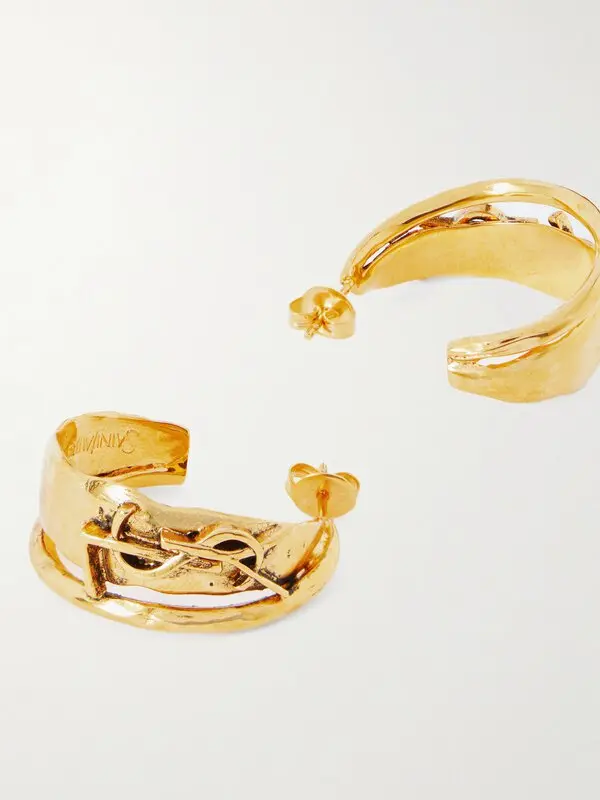 Saint Laurent Monogram Earrings - Gold