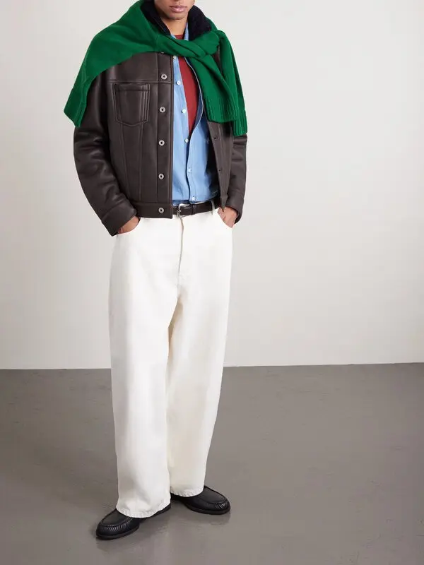 Loewe Shearling-trimmed Trucker Jacket - Brown
