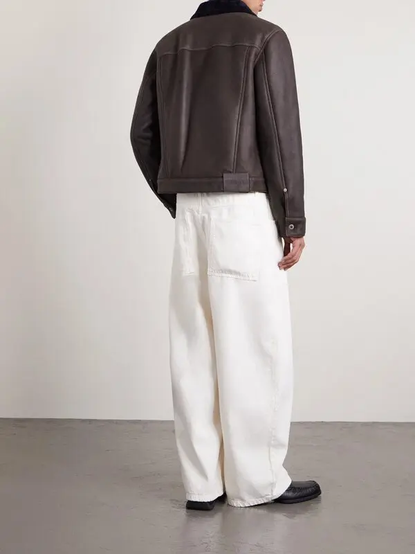 Loewe Shearling-trimmed Trucker Jacket - Brown