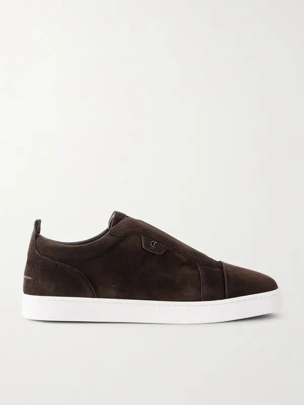 CHRISTIAN LOUBOUTIN St Louis Suede Slip-on Sneakers - Brown
