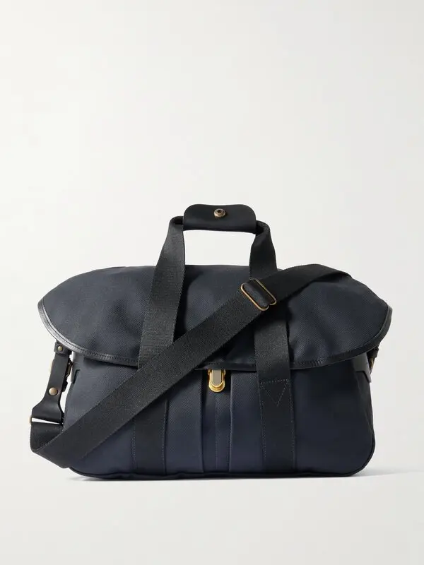 BLEU DE CHAUFFE Leather And Webbing-trimmed Canvas Weekend Bag - Black