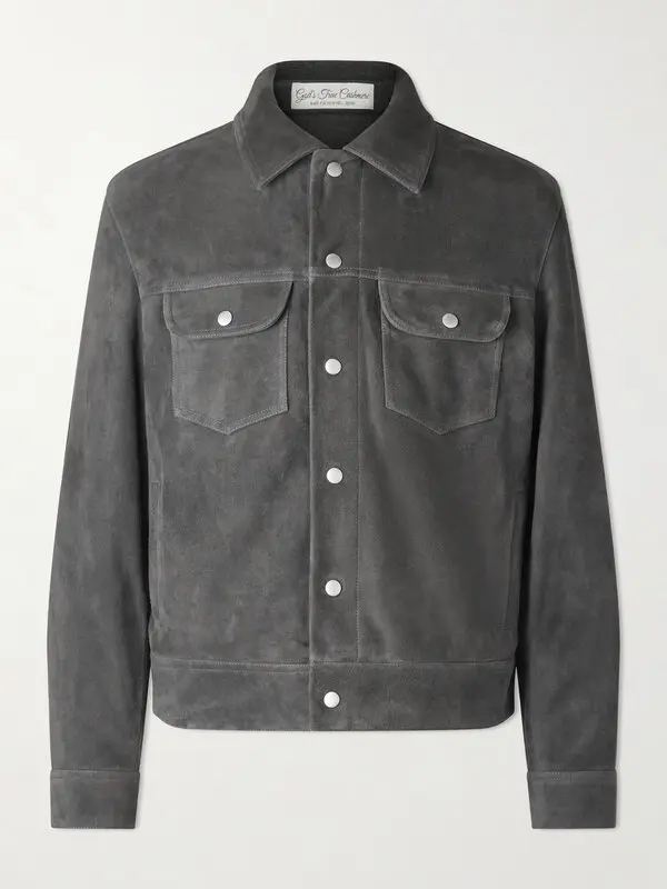FRAME Suede Trucker Jacket - Gray