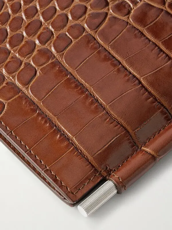 TOM FORD Croc-effect Leather Billfold Wallet - Brown