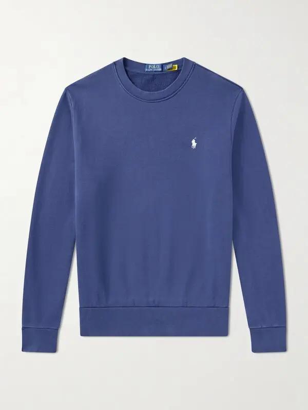 Polo Ralph Lauren Logo-embroidered Cotton-jersey Sweatshirt - Blue