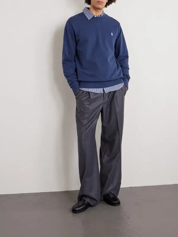 Polo Ralph Lauren Logo-embroidered Cotton-jersey Sweatshirt - Blue
