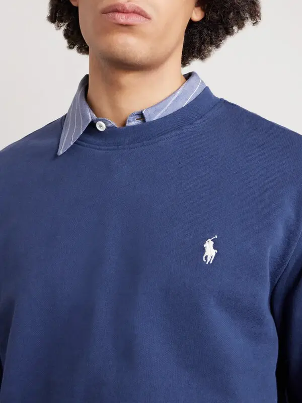 Polo Ralph Lauren Logo-embroidered Cotton-jersey Sweatshirt - Blue