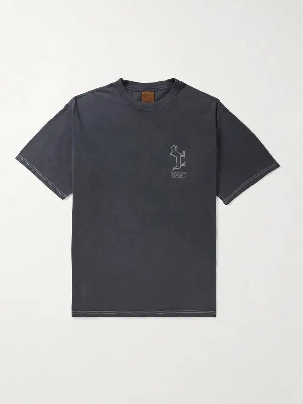 Nudie Jeans Koffe Scratched Tracks Printed Cotton-jersey T-shirt