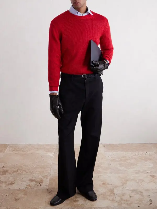 SAMAN AMEL Gio Silk Sweater - Red