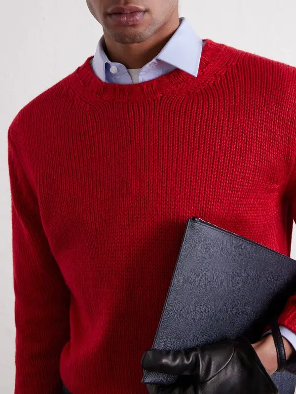 SAMAN AMEL Gio Silk Sweater - Red