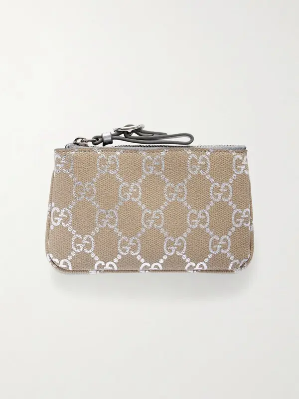 Gucci Gg Emblem Printed Textured-leather Wallet - Silver