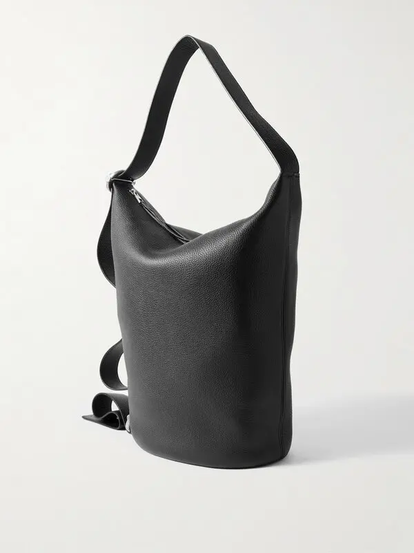 Loewe Loop Medium Logo-debossed Leather Bucket Bag - Black