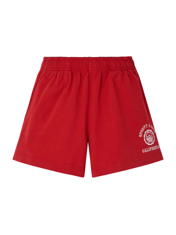 SPORTY & RICH California Printed Cotton-jersey Shorts - Red