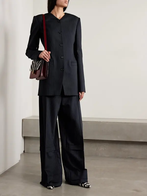 Khaite Naran Pinstriped Herringbone Blazer